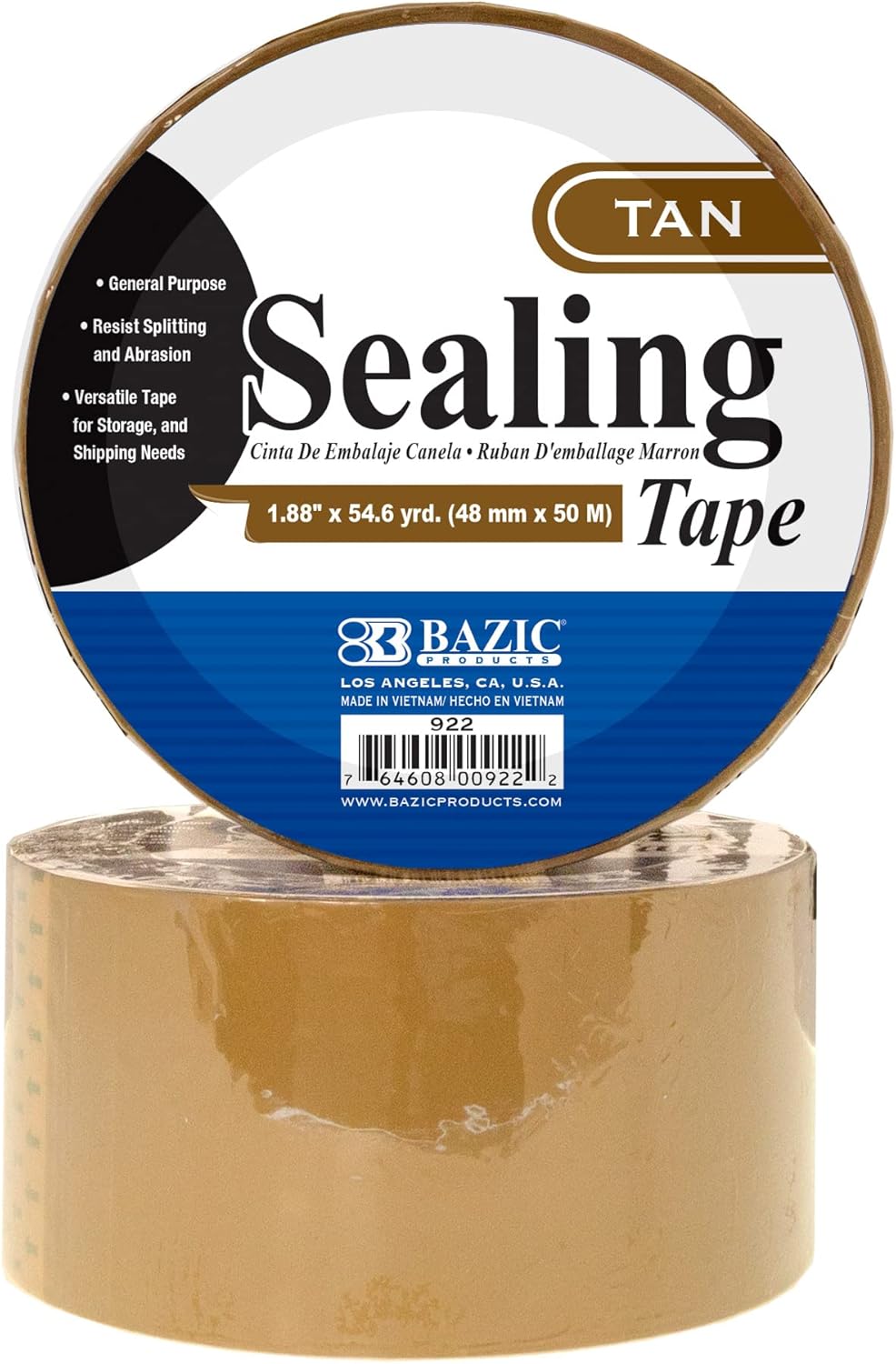 Amazon.com: BAZIC Tan Packing Tape 1.88" X 54.6 Yards, Shipping Mailing ...