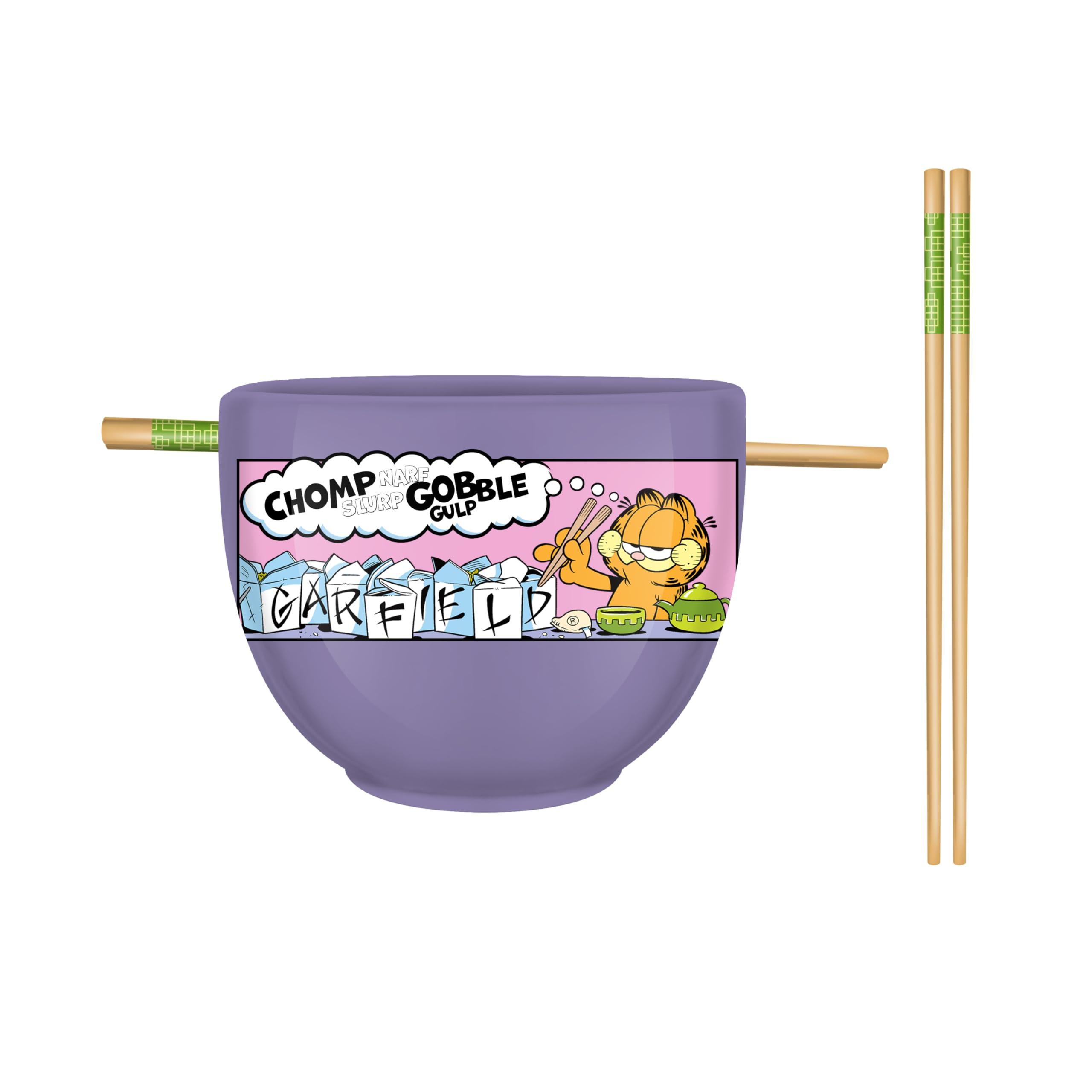 Snapklik.com : Silver Buffalo Garfield Eating Takeout Ceramic Ramen Bowl