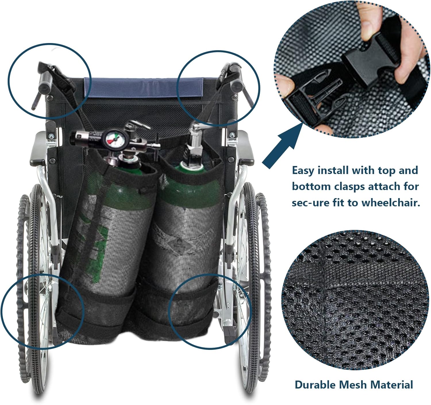 Wheelchair Dual Oxygen Cylinder Bag – Portable O2 Tank Holder Backpack ...