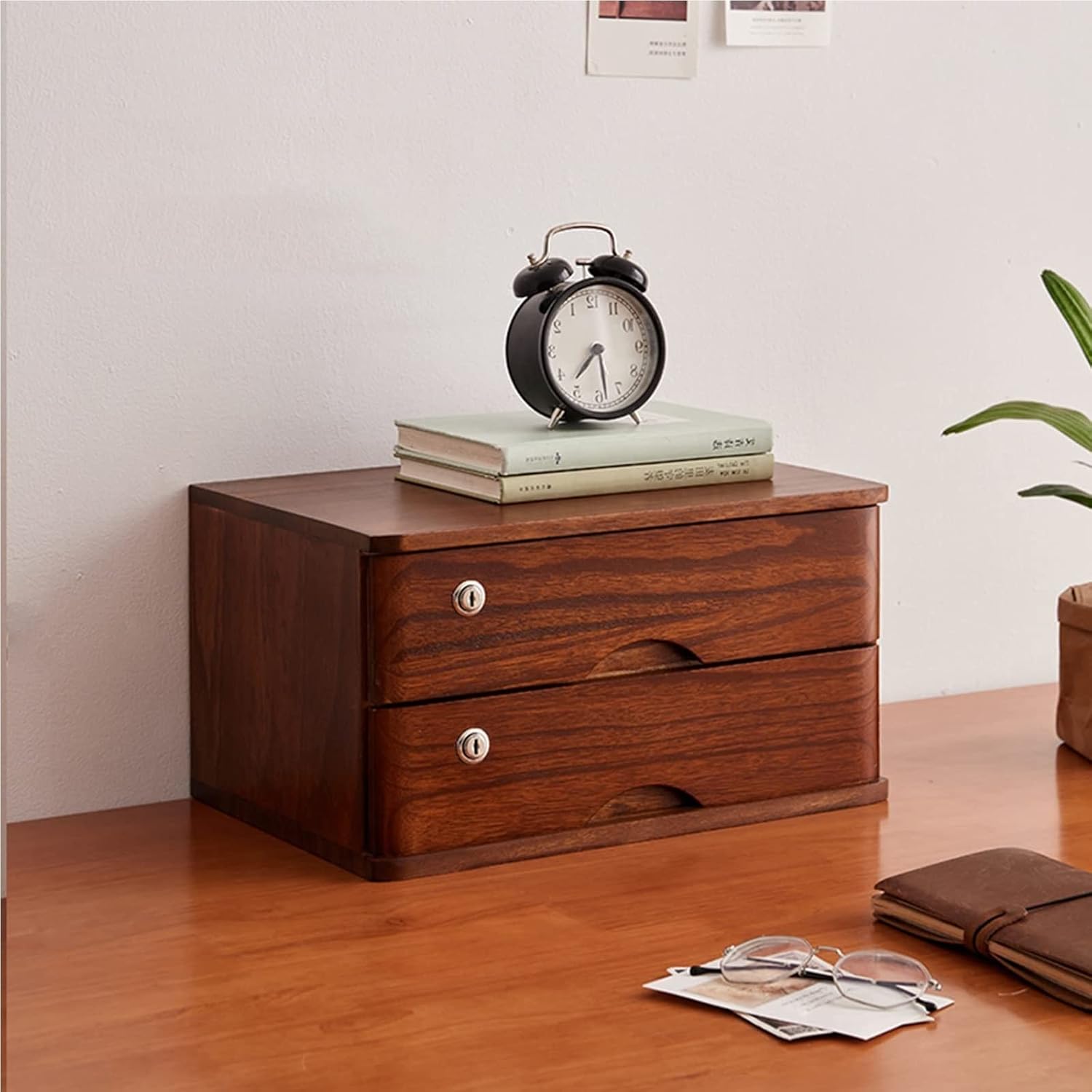 Amazon.com: Wooden Desktop Storage Cabinet With Lockable Drawers ...