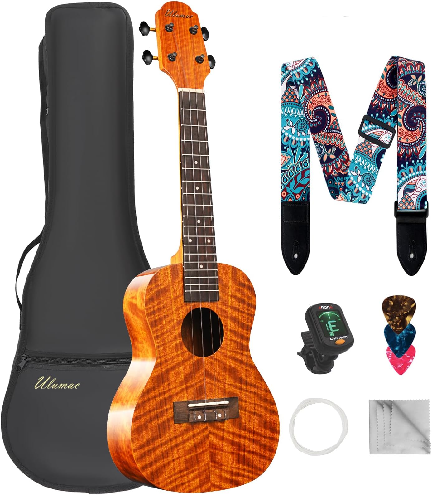 Amazon.com: Hricane Concert Ukulele Spalted Maple 23 Inch Ukelele for ...