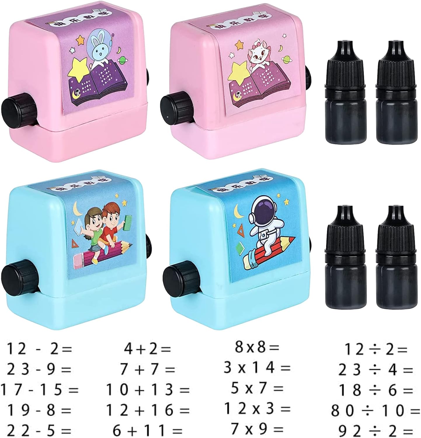 Amazon.com : 4Pcs Math Stamp Roller-Roller Digital Teaching Stamp,Math ...