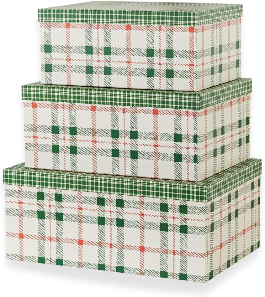 Amazon.com: Fulmoon 10 Pcs Christmas Nesting Stacked Gift Boxes with ...