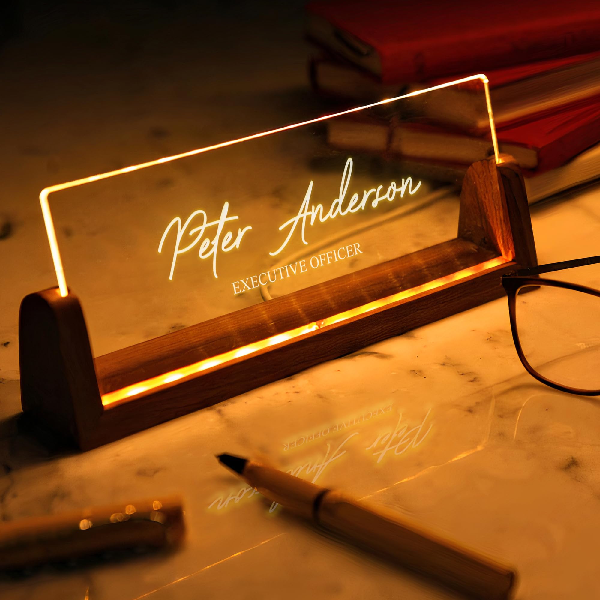 Amazon.com: Personalized Light Up Desk Name Plate | Office Table Decor ...