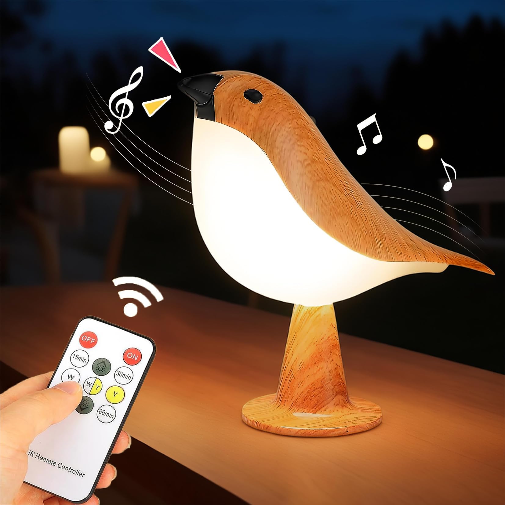 Deogos 2 Cute Bird Lamps Combo,Small Bedside Lamps with 3 Color ...