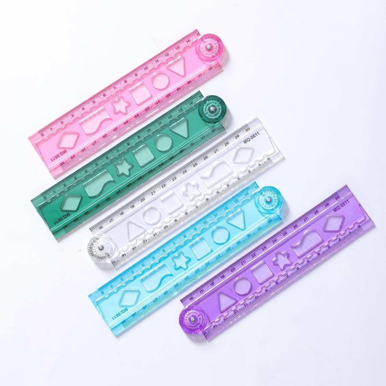 15Cm & 30Cm 2in1 Foldable Scale/Ruler (Pack of 1) Plastic Transparent ...