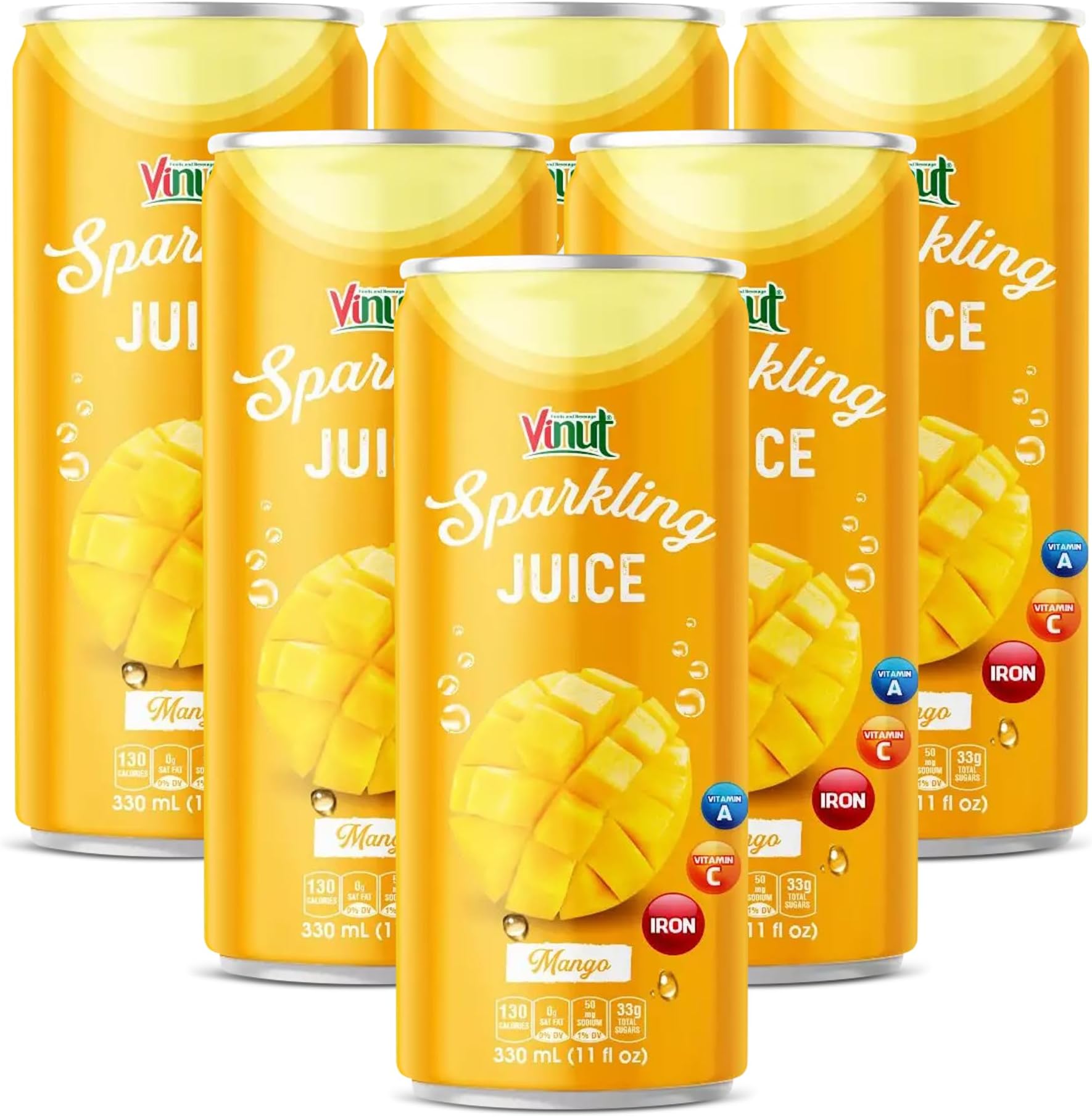 Amazon.com : Vinut Sparkling Mango Juice, 6 x 11 Fl oz Cans, Low in ...