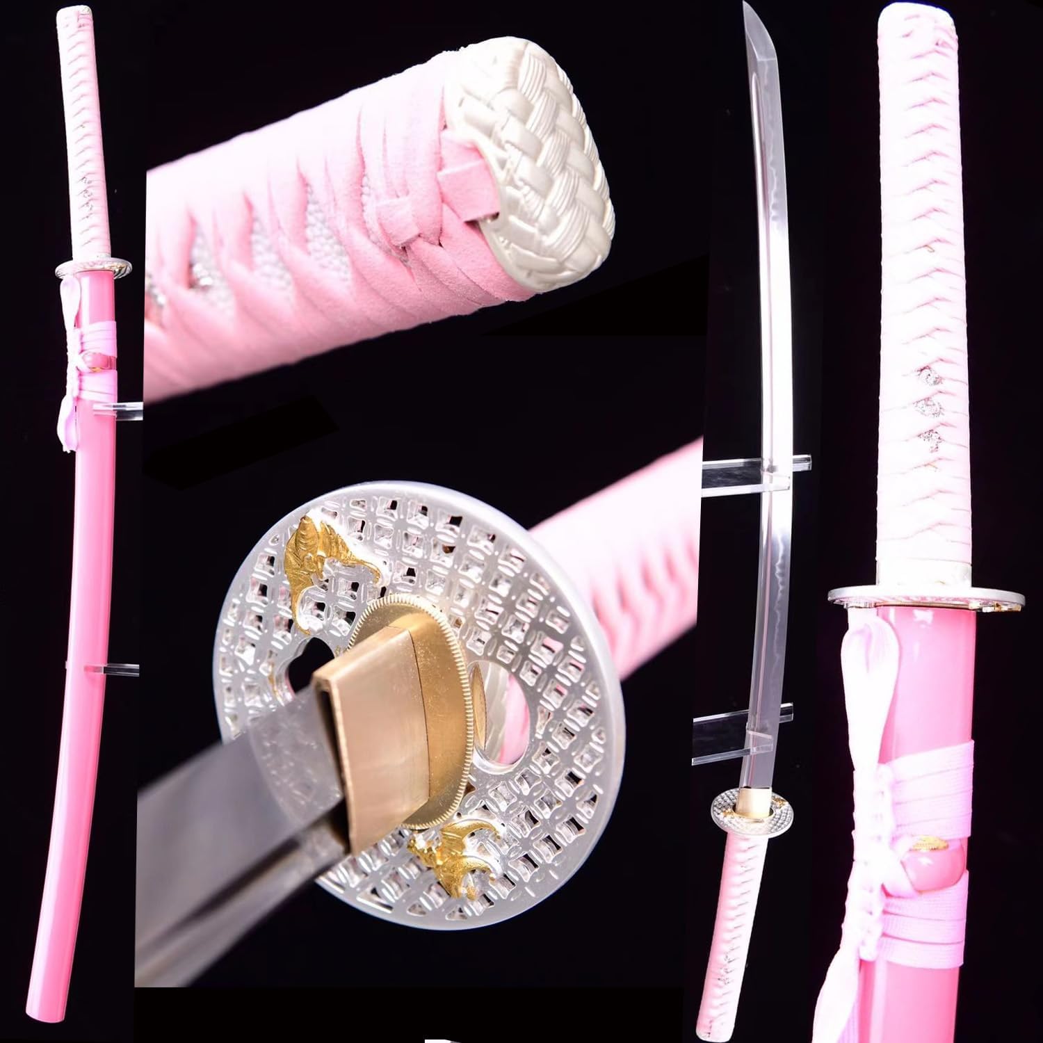 Amazon.com : HERO SWORD-Pink Katana Handmade Razor Sharp Clay Tempered ...