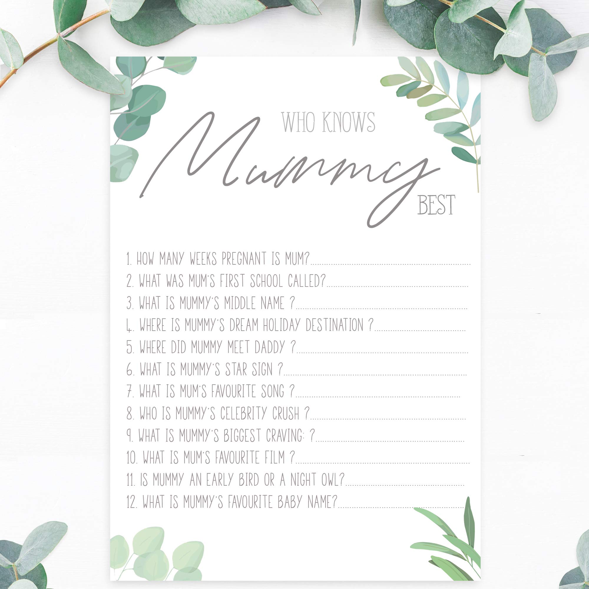 Buy Little Angels Jamboree Baby Shower Game Who Knows Mummy Best 10 Sheets Boho BOTANICAL buy-little-angels-jamboree-baby-shower-game-who-knows-mummy-best-10-sheets-boho-botanical