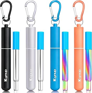 Kynup Reusable Metal Straws with Travel Case and Accessories