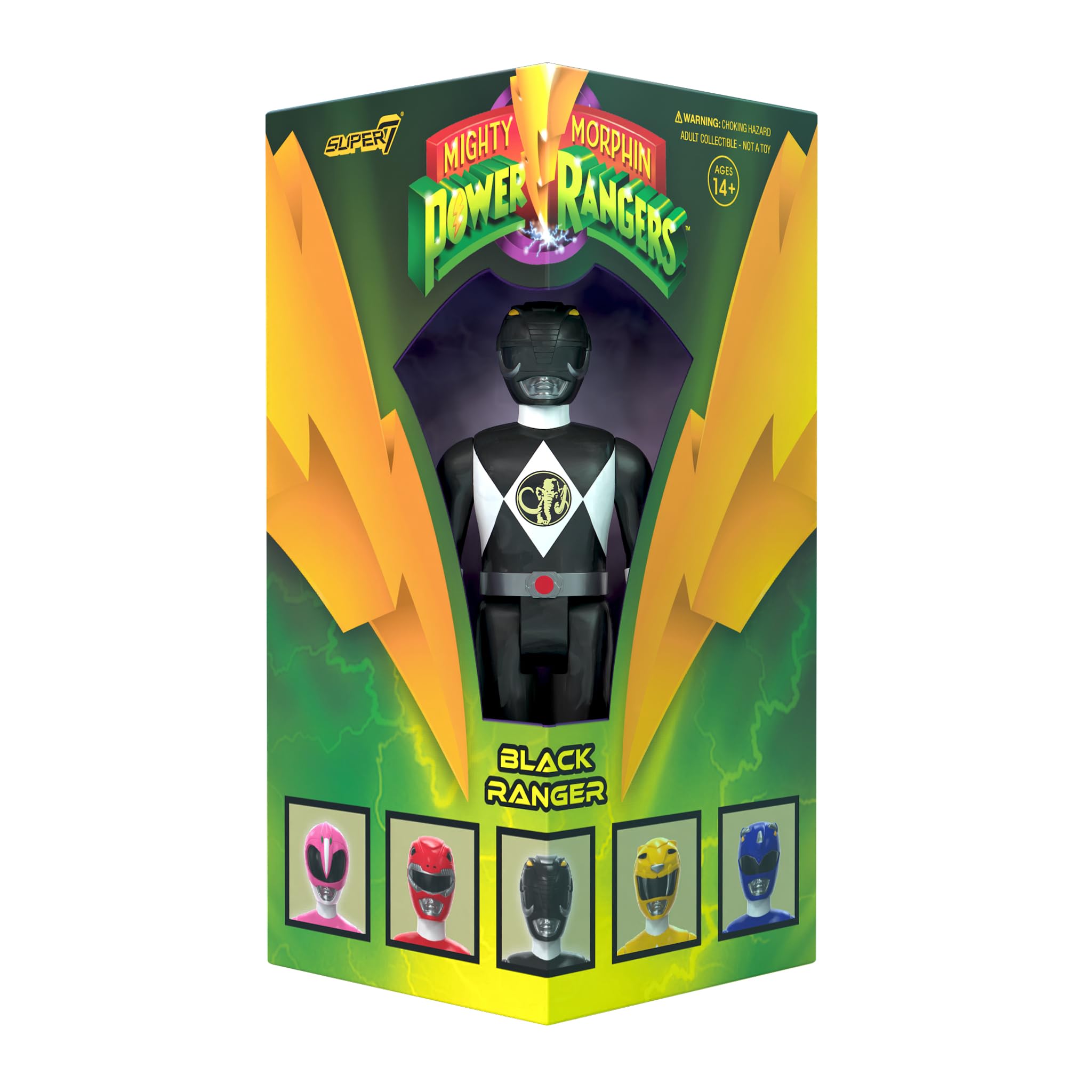 Amazon.com: Super7 Mighty Morphin Power Rangers Black Ranger - 3.75 ...