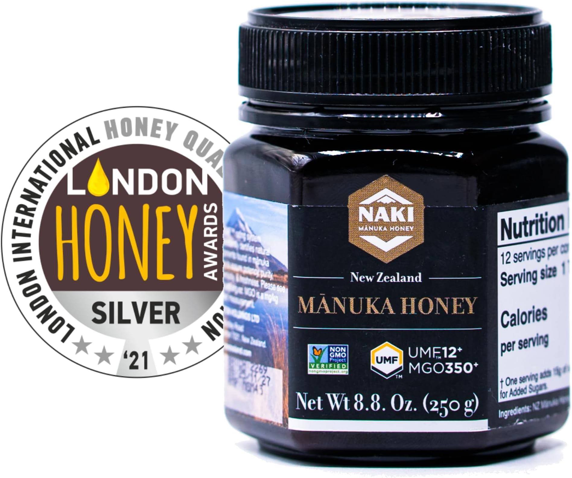 Amazon.com : NAKI Mānuka Honey. UMF™ 12+ / MGO 350+ Net Wt. 8.8 Oz ...