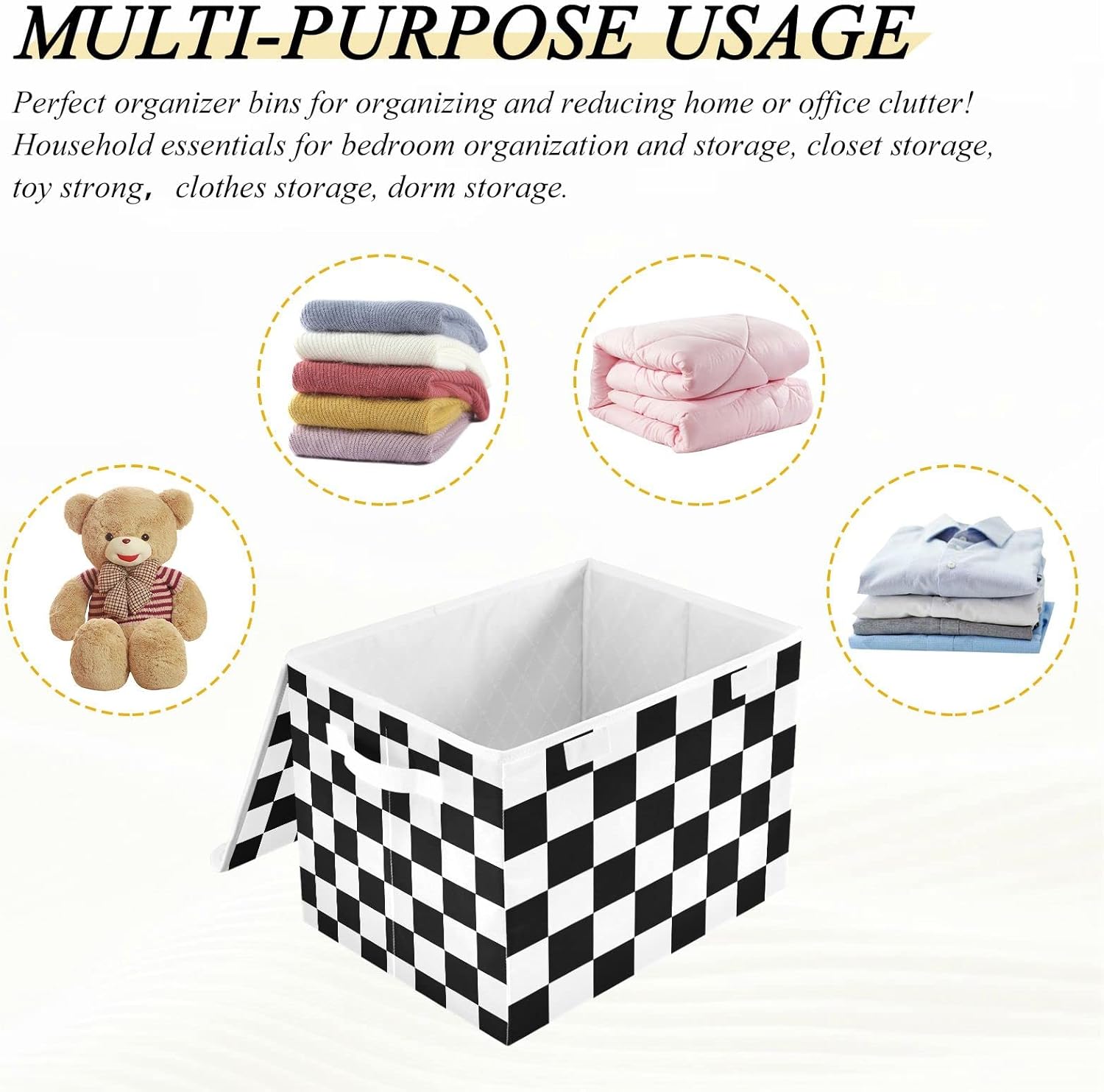 RunningBear Contenedores de almacenamiento grandes a cuadros con tapa ...