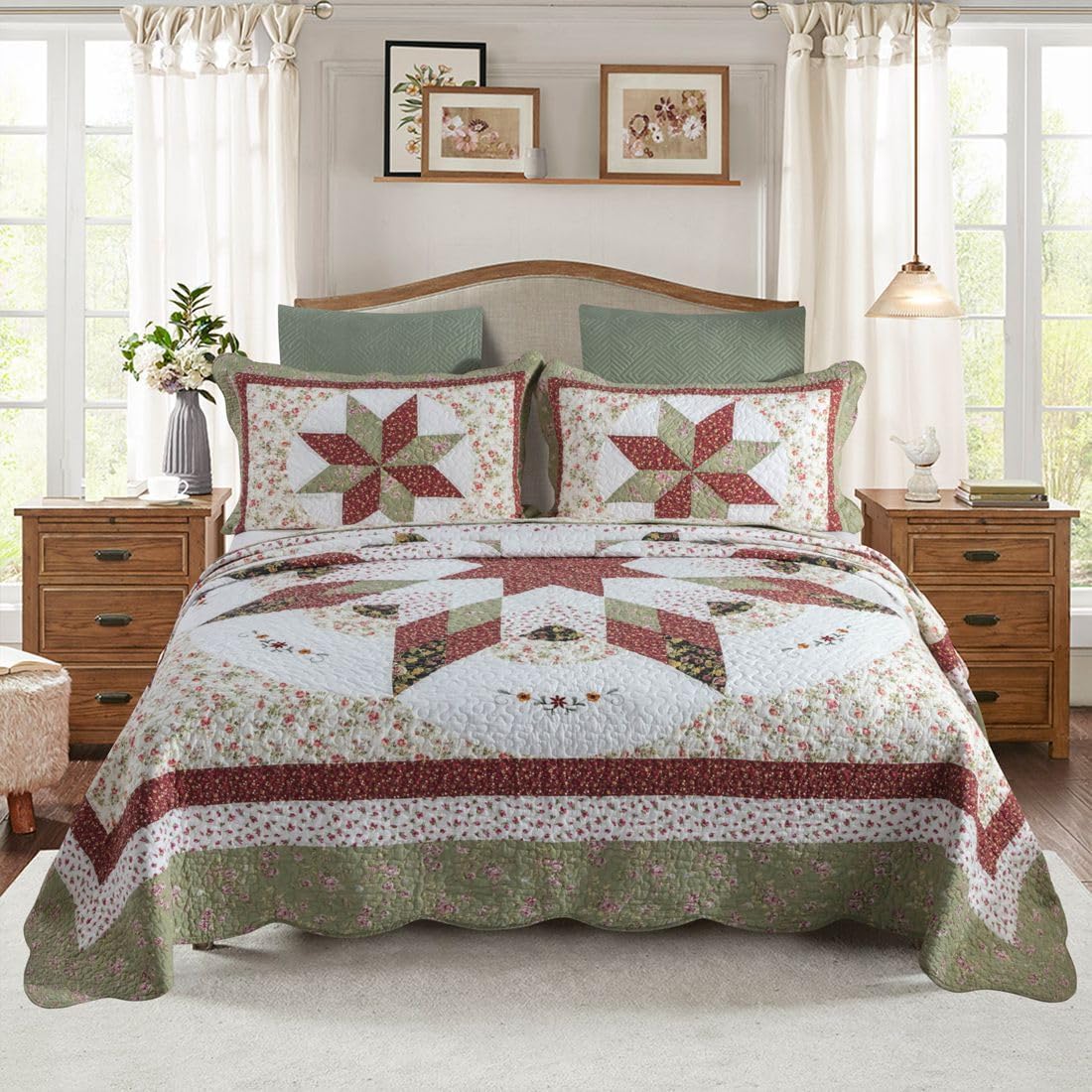 Amazon.com: YAYIDAY King Quilt Size - Cotton King Size Comforter Set ...