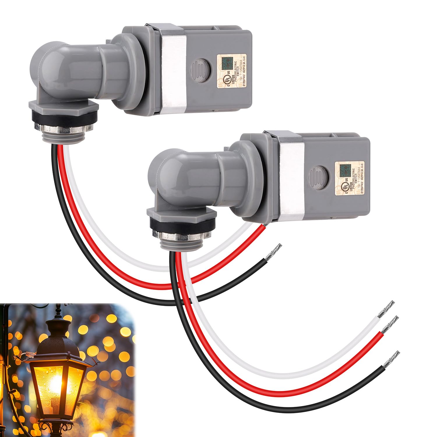 2 Packs Outdoor Swivel Mount Photocell Sensor with Stem, Photo Cell ...