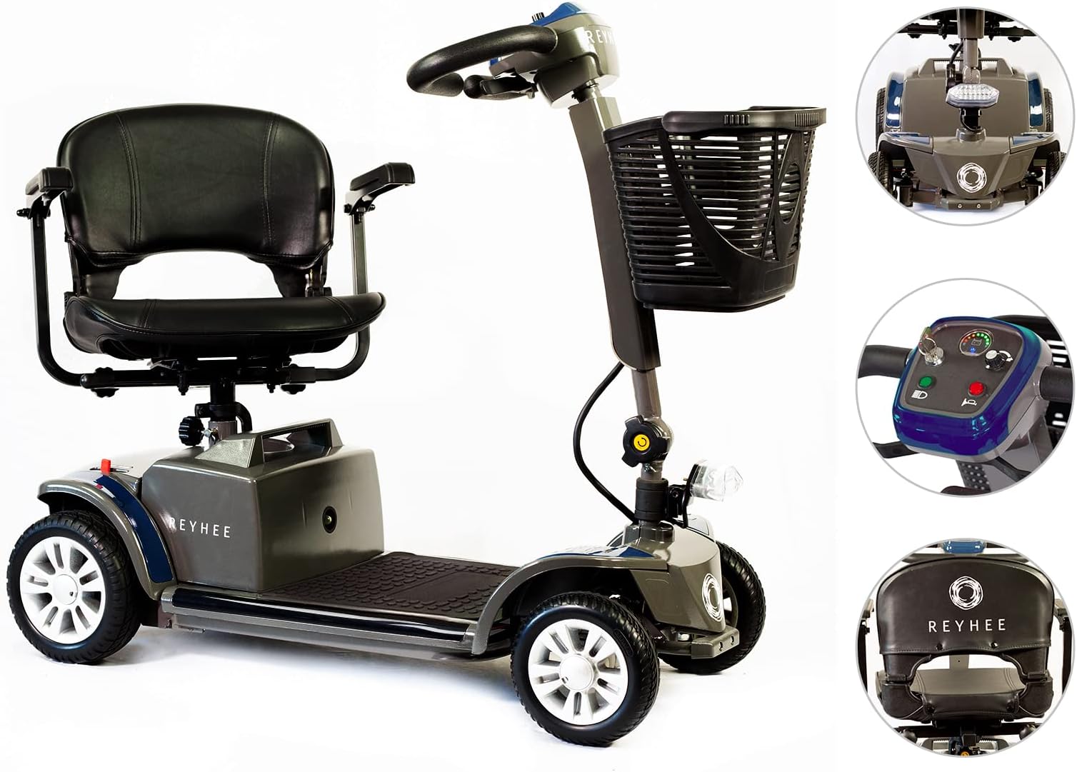 Amazon.com: Reyhee Cruiser Powered Mobility Scooters - 24V, 180W 4 Wheel Mobility Scooters for ...