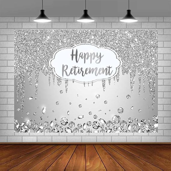 Amazon.com : AIBIIN 7x5ft Retirement Backdrop Glitter Retirement Party ...