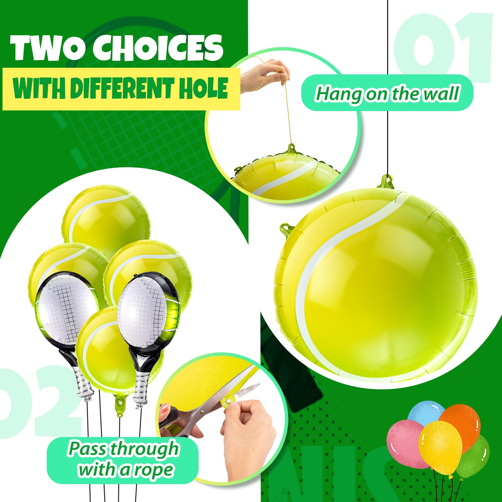 Snapklik.com : 12 Pieces 18 Inch/25 Inch Tennis Balloons, Racket ...