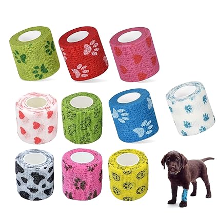 10 PCS Vet Wrap, Rolls Pet Vet Wrap Pet Vet Bandage Self Adhesive ...