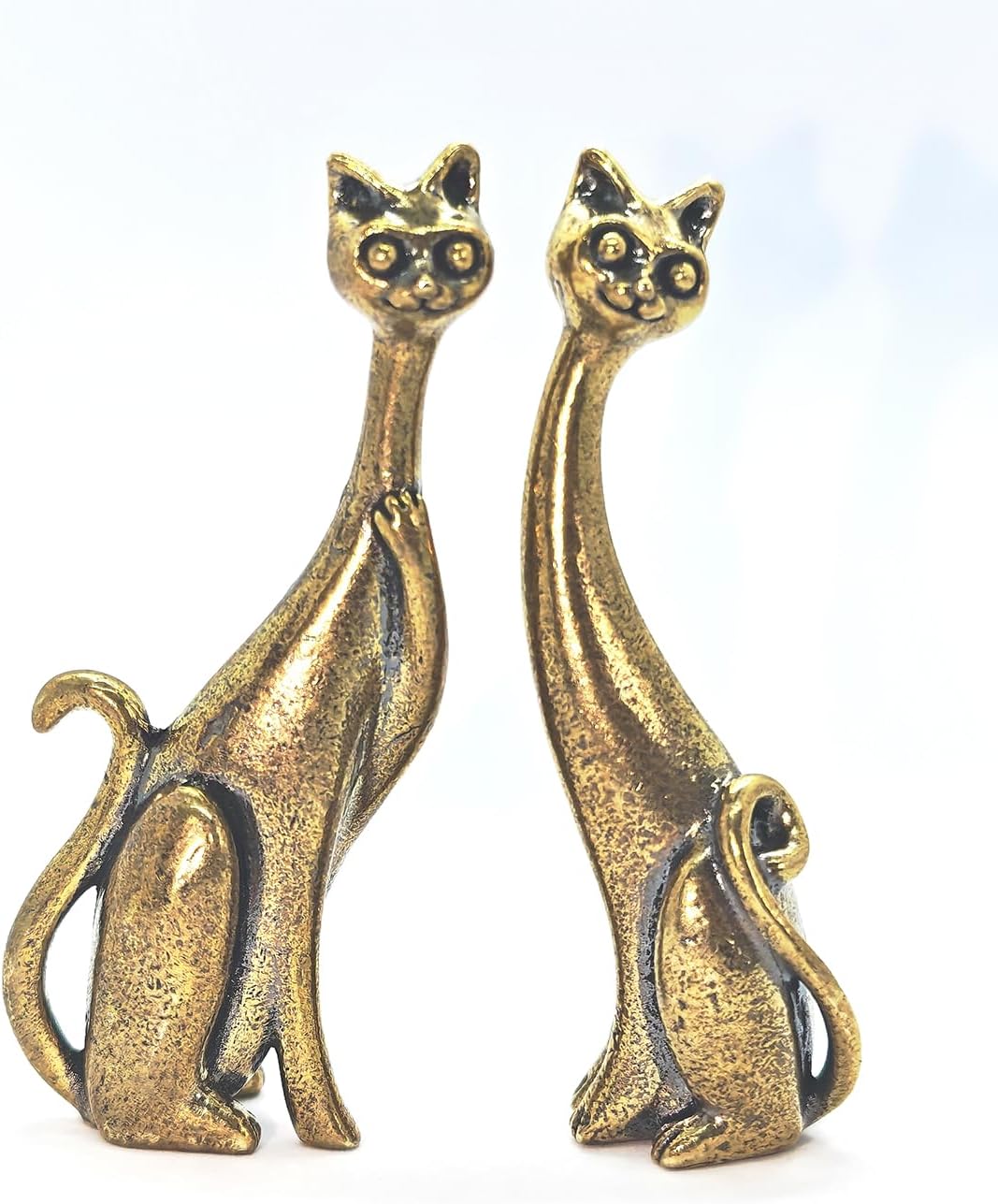 Amazon.com: XYLIBLLA 2PCS Elegant Long Neck Brass Cat Statues ...