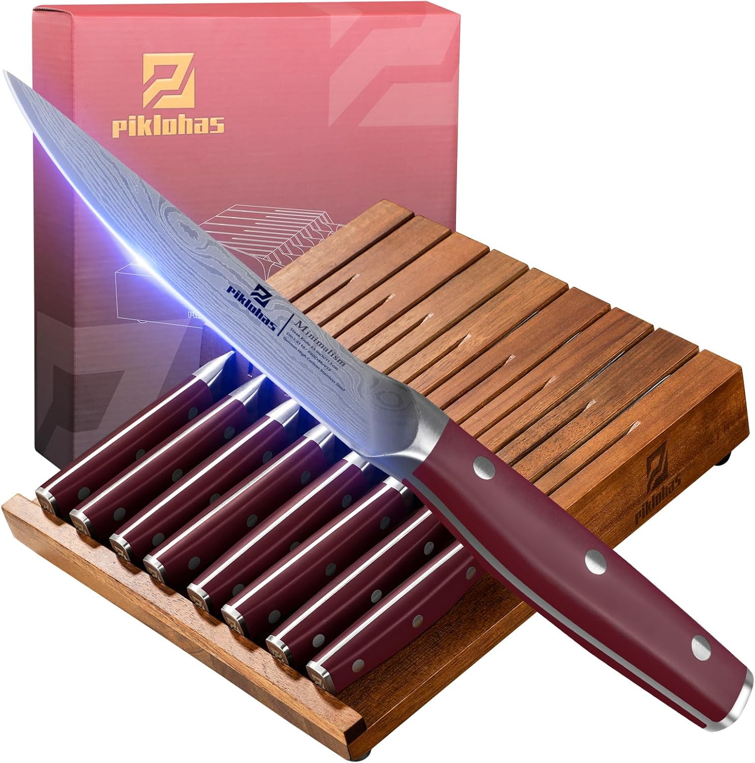 Amazon.com: Piklohas Steak Knives Set Of 8 With Drawer Organizer, 4.5 ...