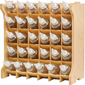 Amazon.com: Bucasso Wooden Paint Rack Organizer for 30 Bottles of ...