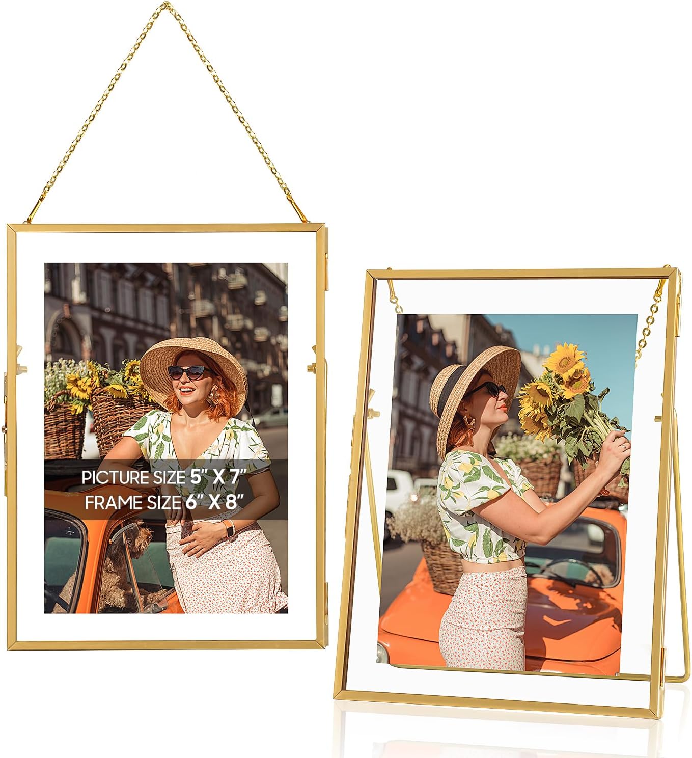 Amazon.com - Jajamy Gold Floating 5x7 Picture Frame Set of 2, Hanging ...