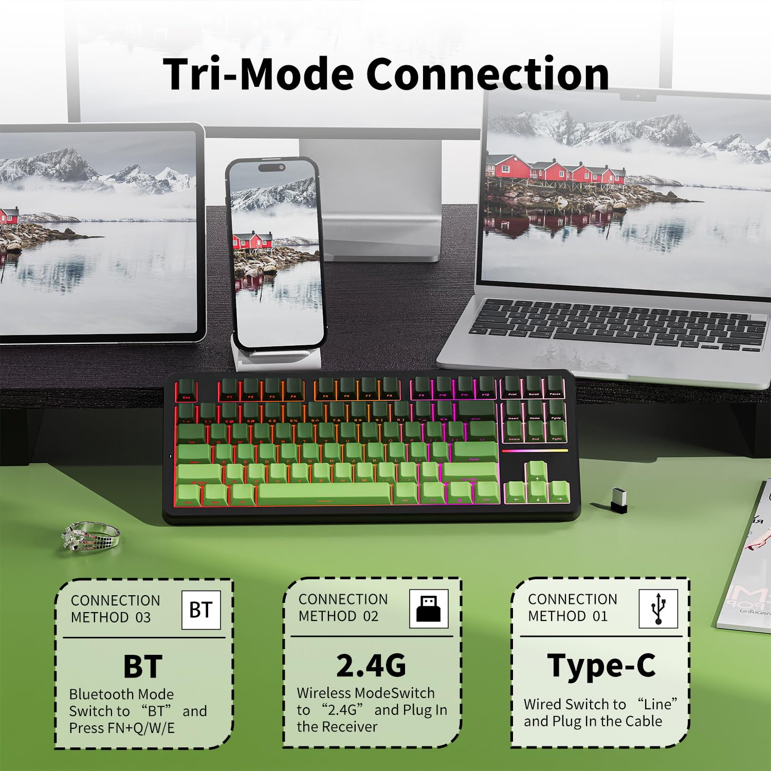 Snapklik.com : EWEADN X87 Wireless Mechanical Keyboard ASMR,80% Tri ...