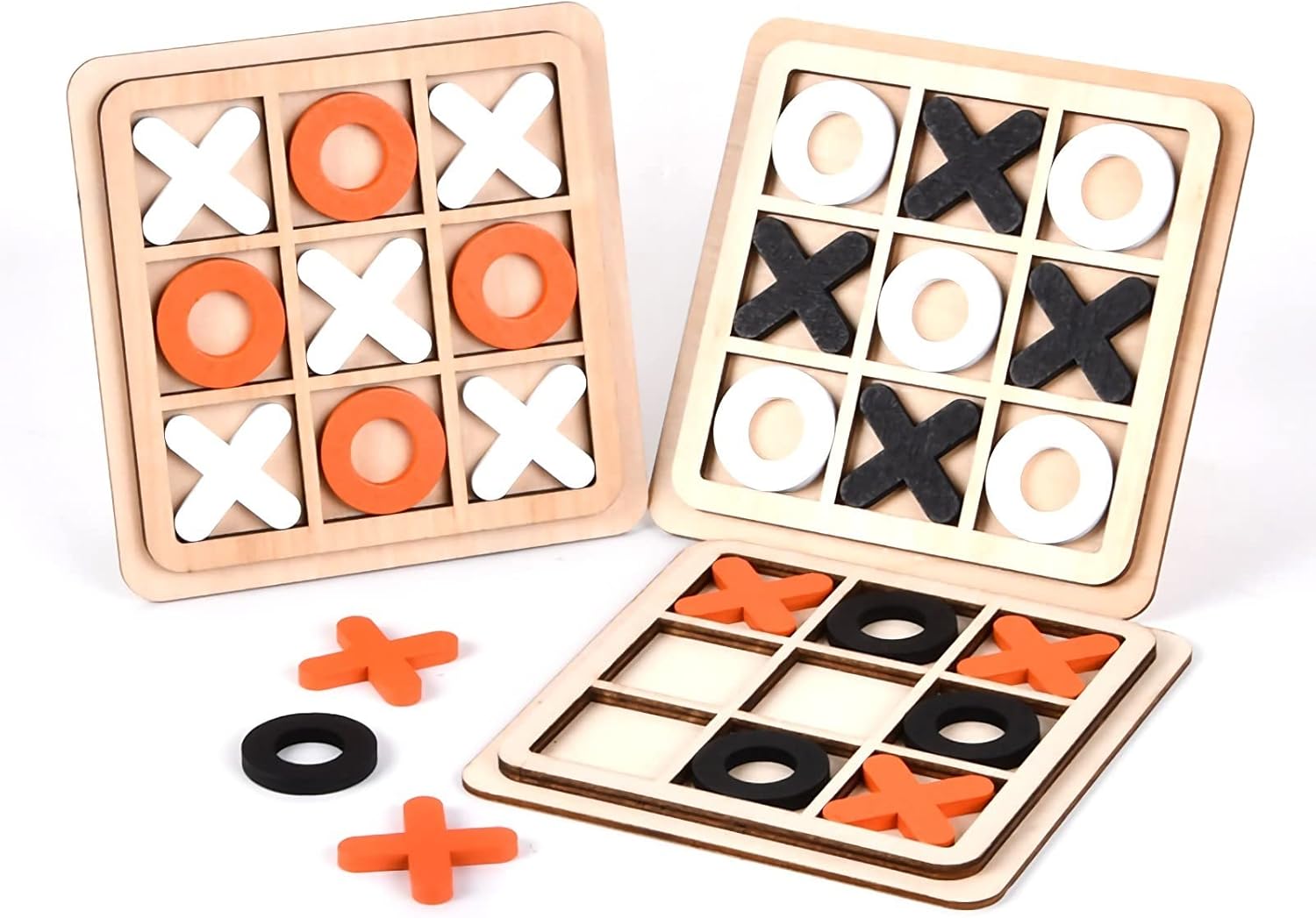 MAKINGTEC Tic-Tac-Toe Game Toy, Classic Wooden Checkerboard Educational ...