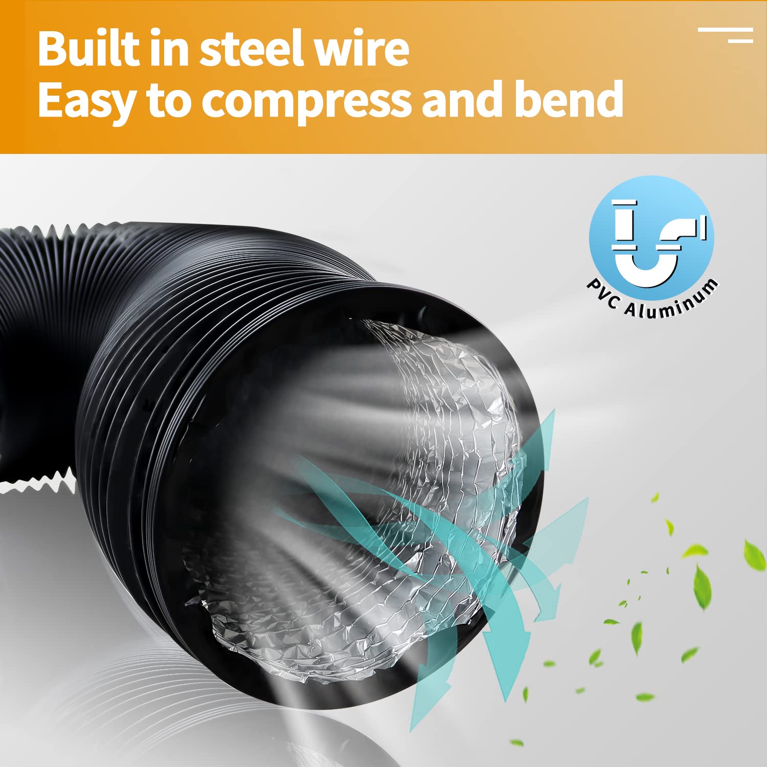 Snapklik.com : Cenipar 8 Inch 8 FT Flexible Duct Black Dryer Vent Hose ...