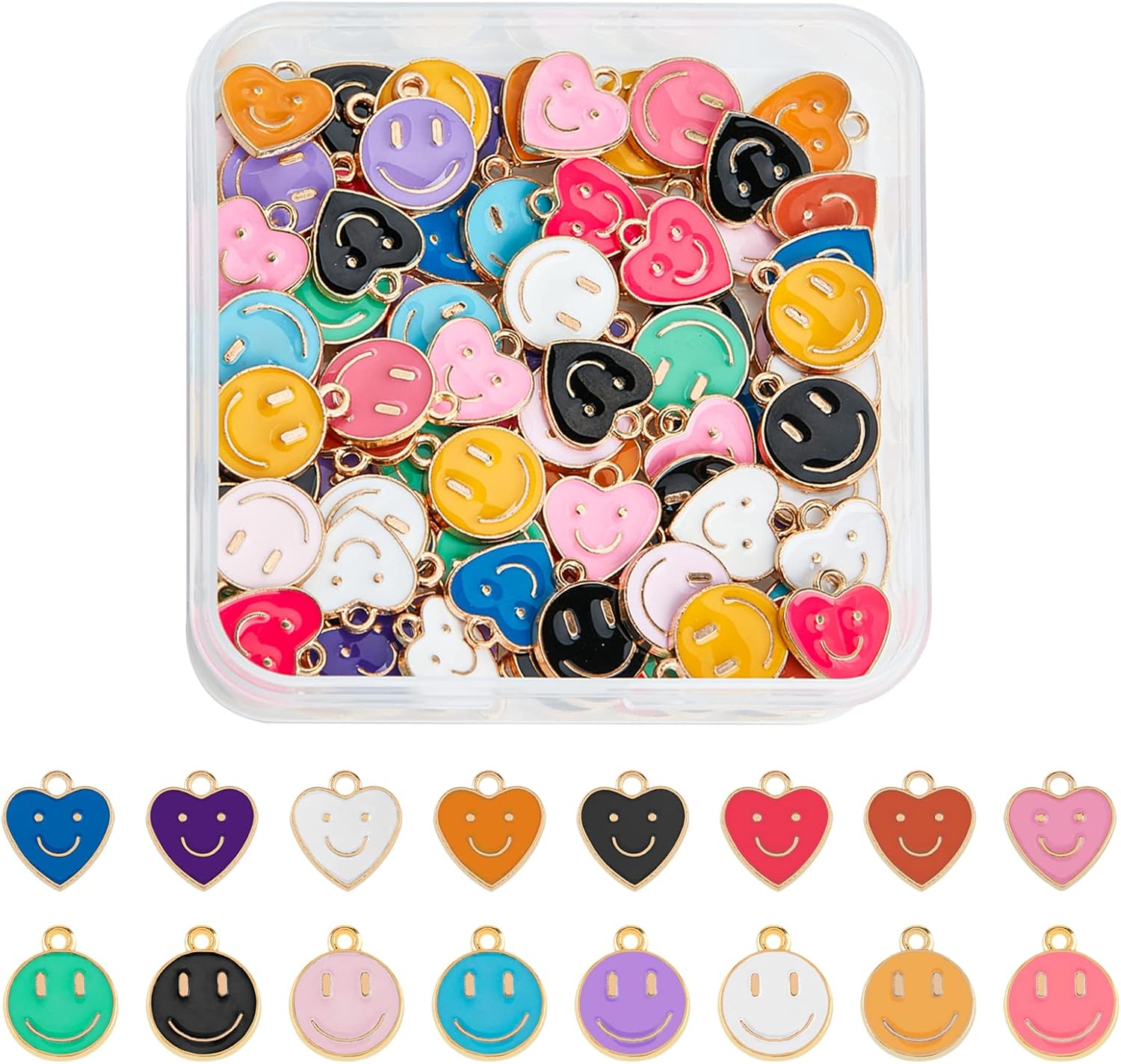 Amazon.com: SUPERFINDINGS 96Pcs 2 Styles Smile Face Charms Pendants ...