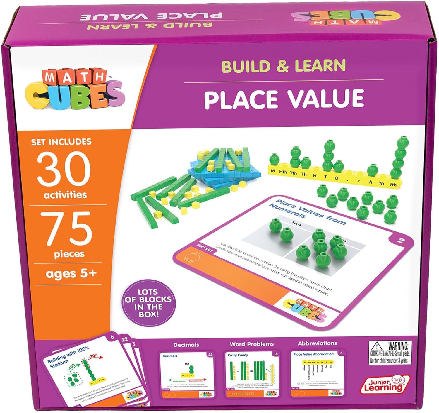 Amazon.com: Junior Learning: Mathcubes - Place Values - 30 Activity Set ...