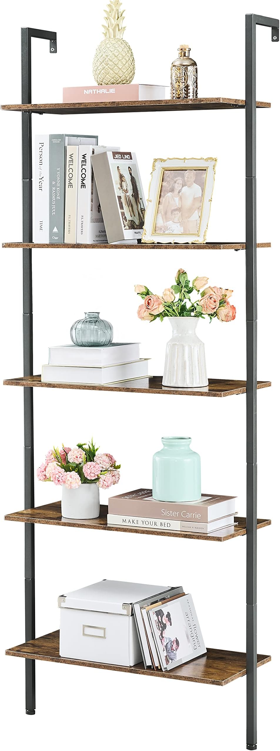 Amazon.com: AWQM 2pcs Modern Ladder Shelf,5-Tier Wall Mounted Bookshelf ...