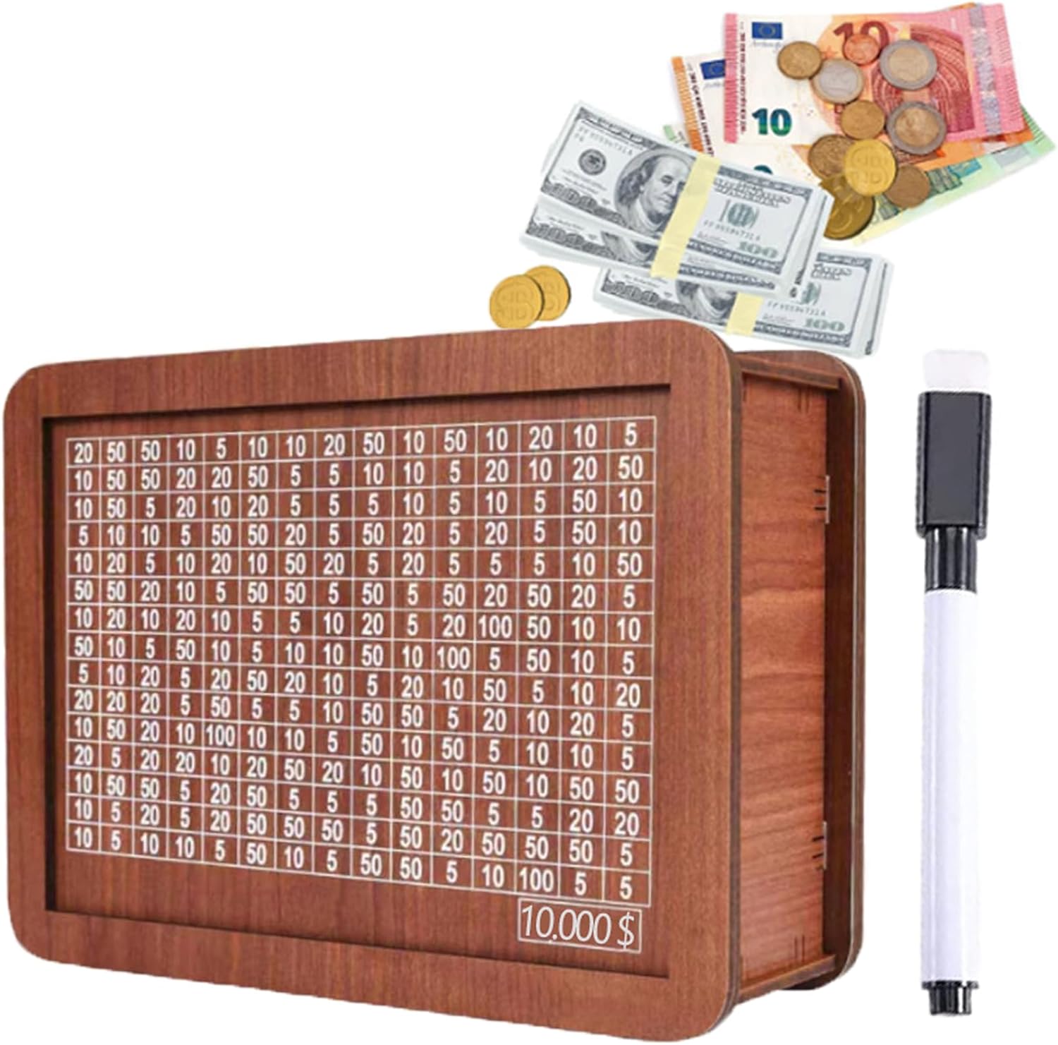 Amazon.com: Cash Vault Wooden Savings Box, Cash Savings Box, Wooden ...