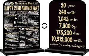 Amazon.com: QiFyLeo Black Gold 20th Anniversary Decorations Gifts for ...