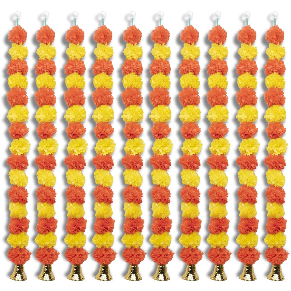 Buy Kaameri Bazaar Marigold Artificial Fluffy Garland with Bell Used ...