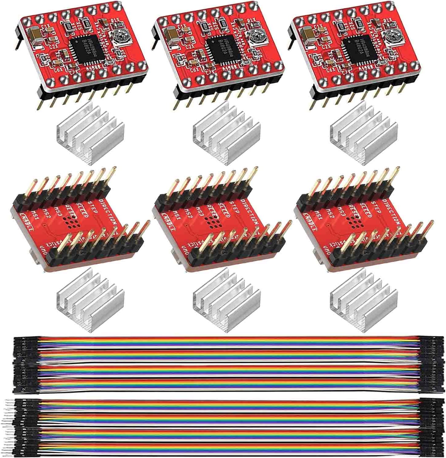 Amazon.com: 6PCS A4988 Stepstick Stepper Motor Driver Module with Heat ...