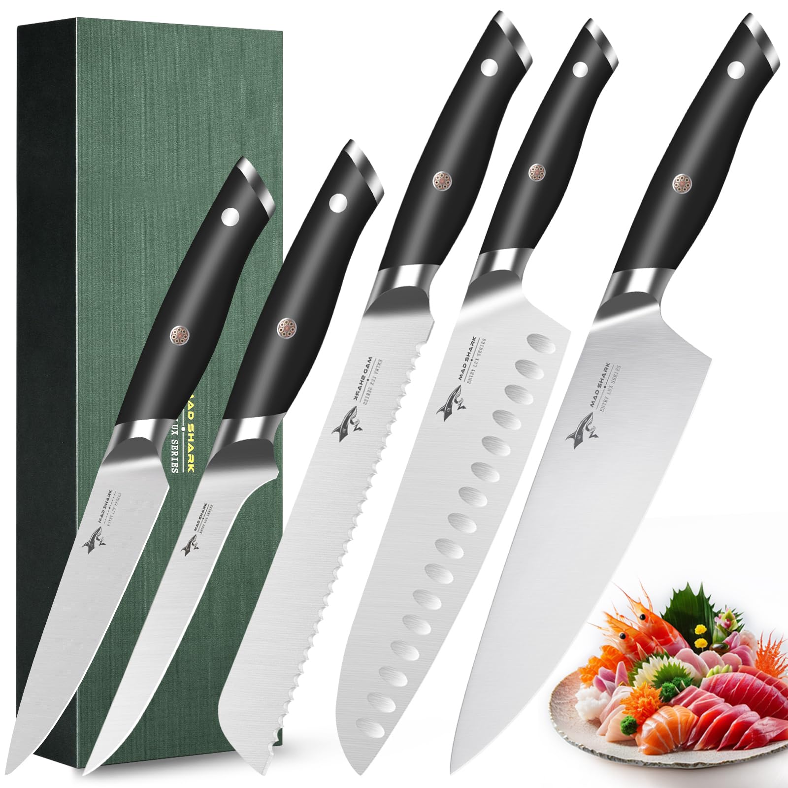Amazon.com: MAD SHARK Knife Set, Professional 5 Piece Kitchen Chef ...