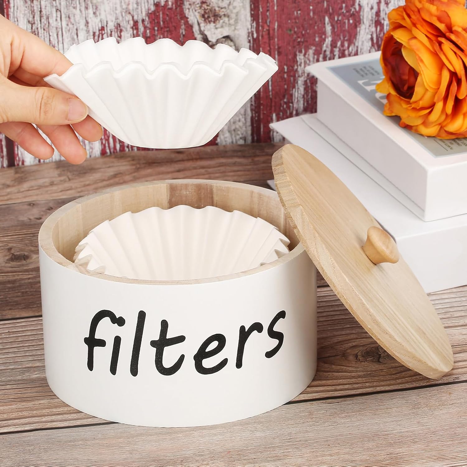 Amazon.com: Coffee Filter Holders for Counter, Farmhouse Wooden Coffee ...