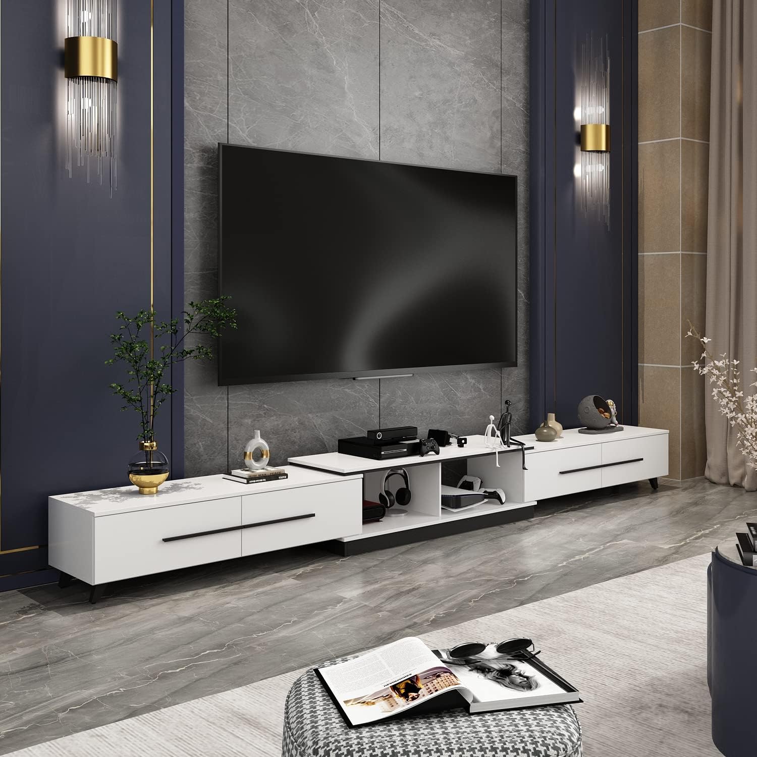 Amazon.com: AIEGLE Deformable TV Console in Stretch of 95"-134", Modern ...