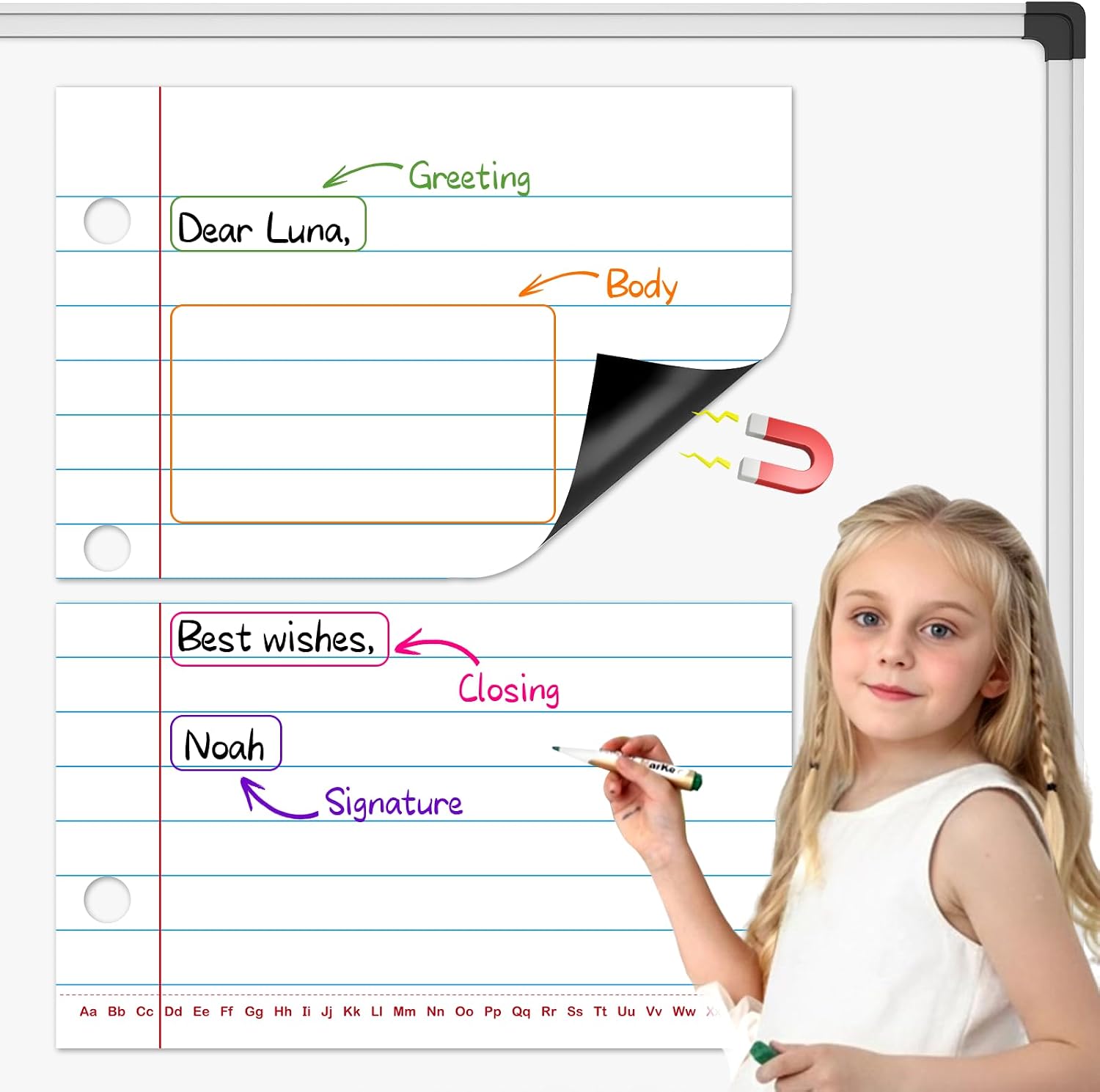 Amazon.com: PraxiKidy Giant Magnetic Notebook Paper,Dry Erase ...