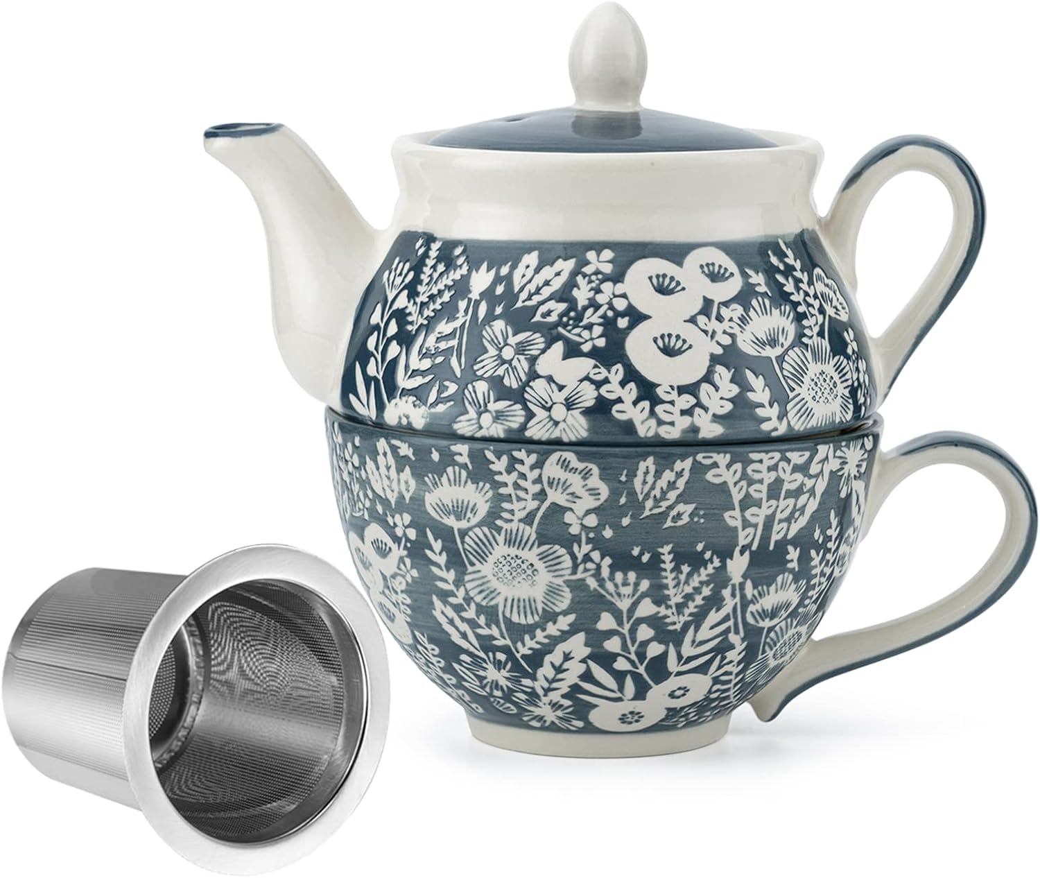 Amazon.com: Ceramic Tea Set for One, 15 OZ Teapot with Infuser and Cup ...