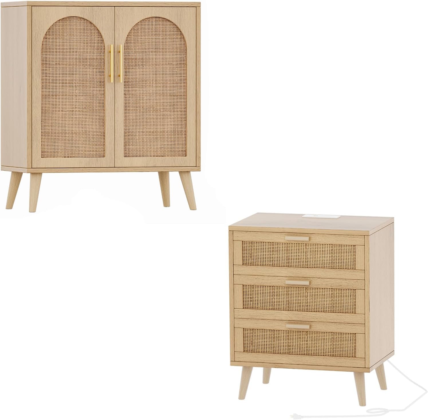 Amazon.com: Rovaurx Rattan Storage Cabinet with Doors & Rattan ...