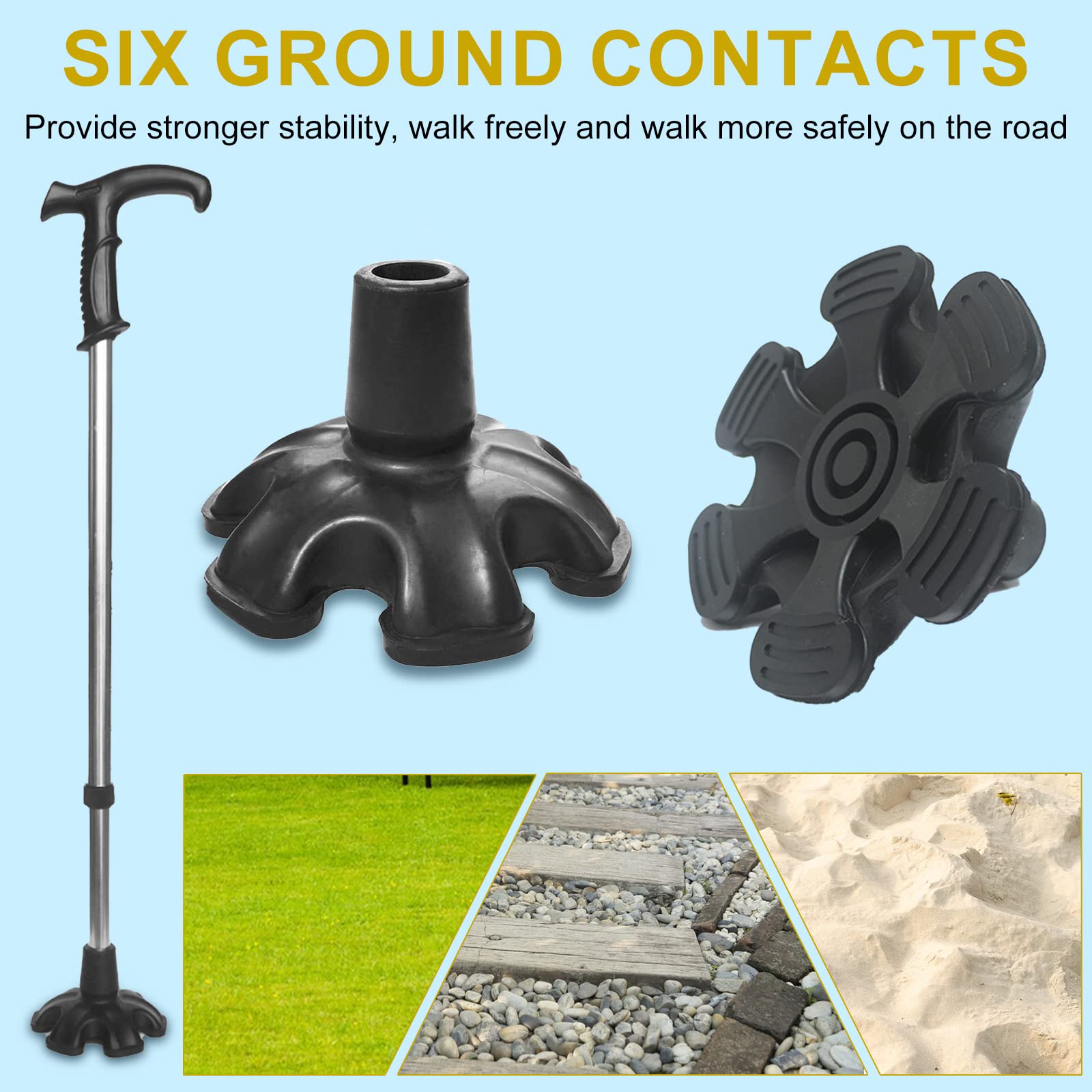 ACHANFLY Walking Stick Rubber Ferrules Standing Cane Tip 19 mm 6 Point ...