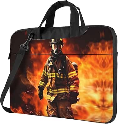 Amazon.com: JCAKES Firefighter Fireman Flame Print Laptop Bag Removable ...