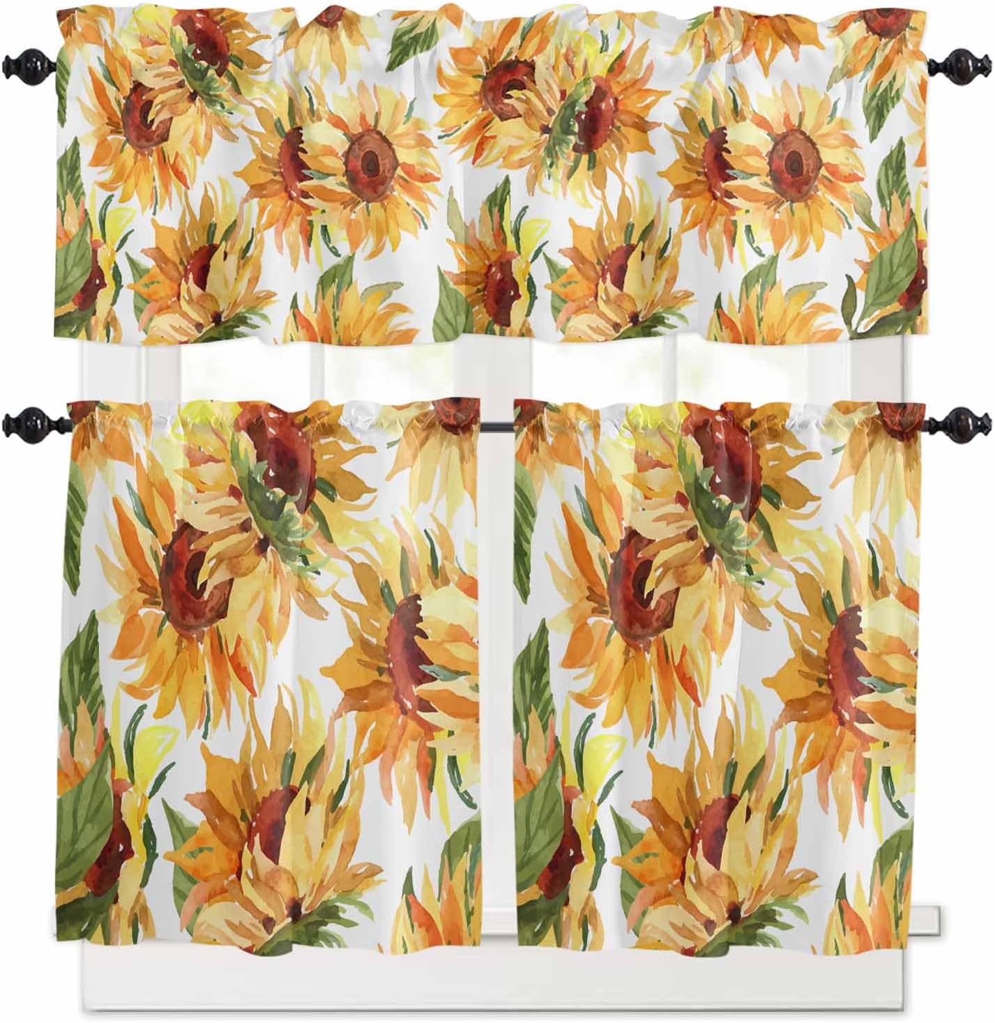 Amazon.com: All Like Kitchen Curtain Valance and Tiers Set, Plants ...