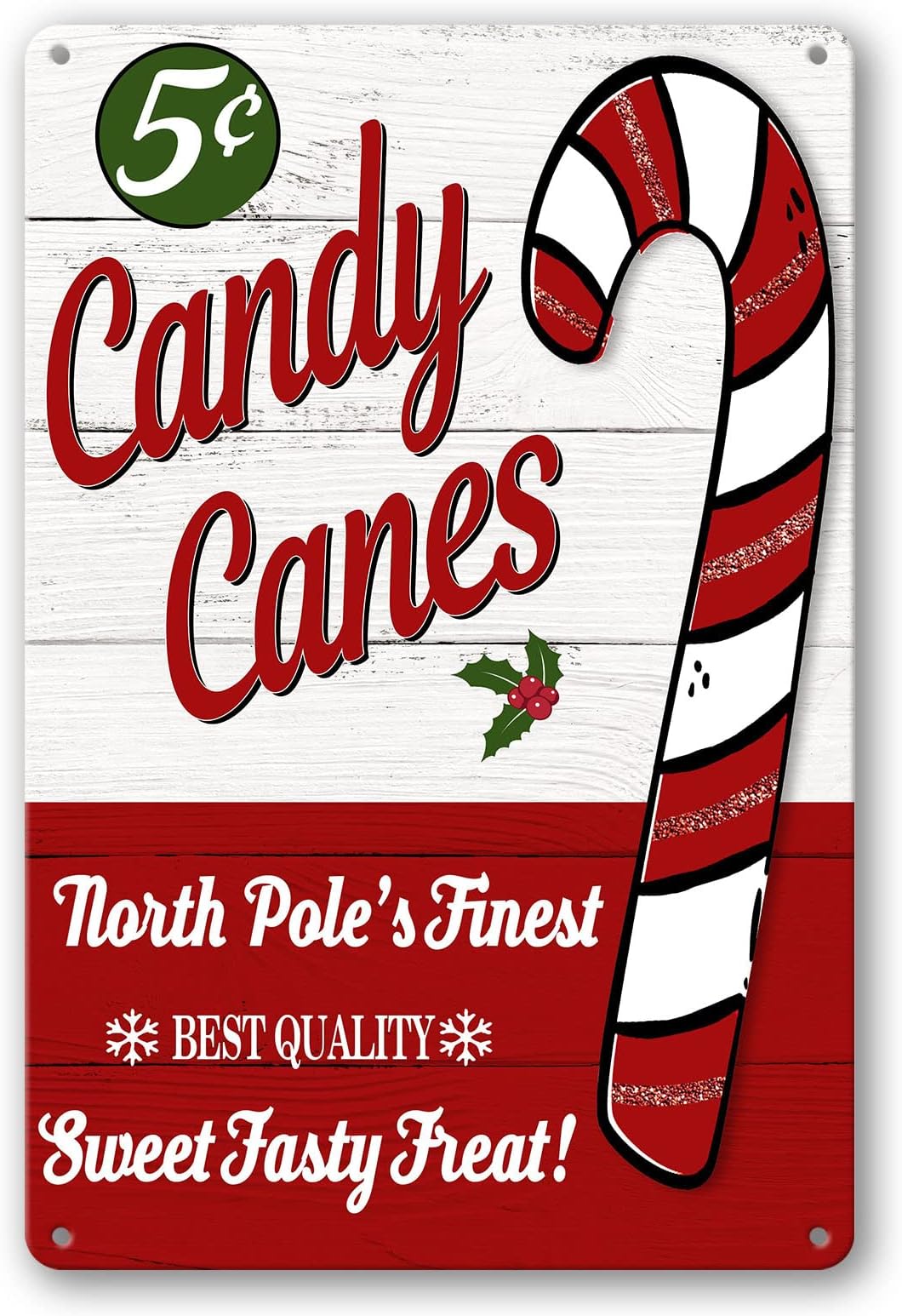 Amazon.com: Christmas Tin Sign Candy Cane Wall Decor Vintage Christmas ...