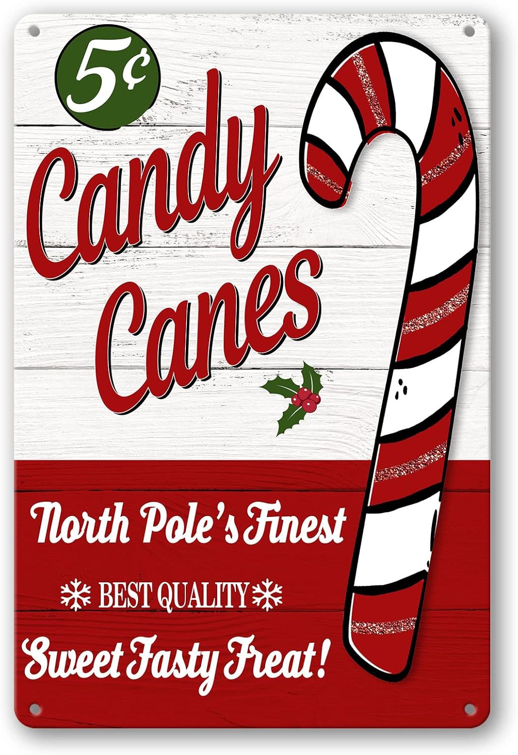 Amazon.com: Christmas Tin Sign Candy Cane Wall Decor Vintage Christmas ...