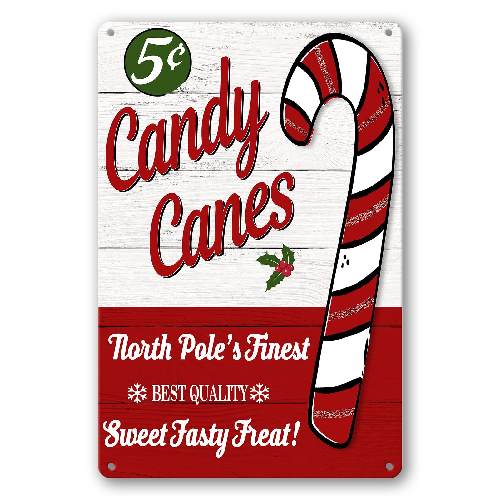 Amazon.com: Christmas Tin Sign Candy Cane Wall Decor Vintage Christmas ...
