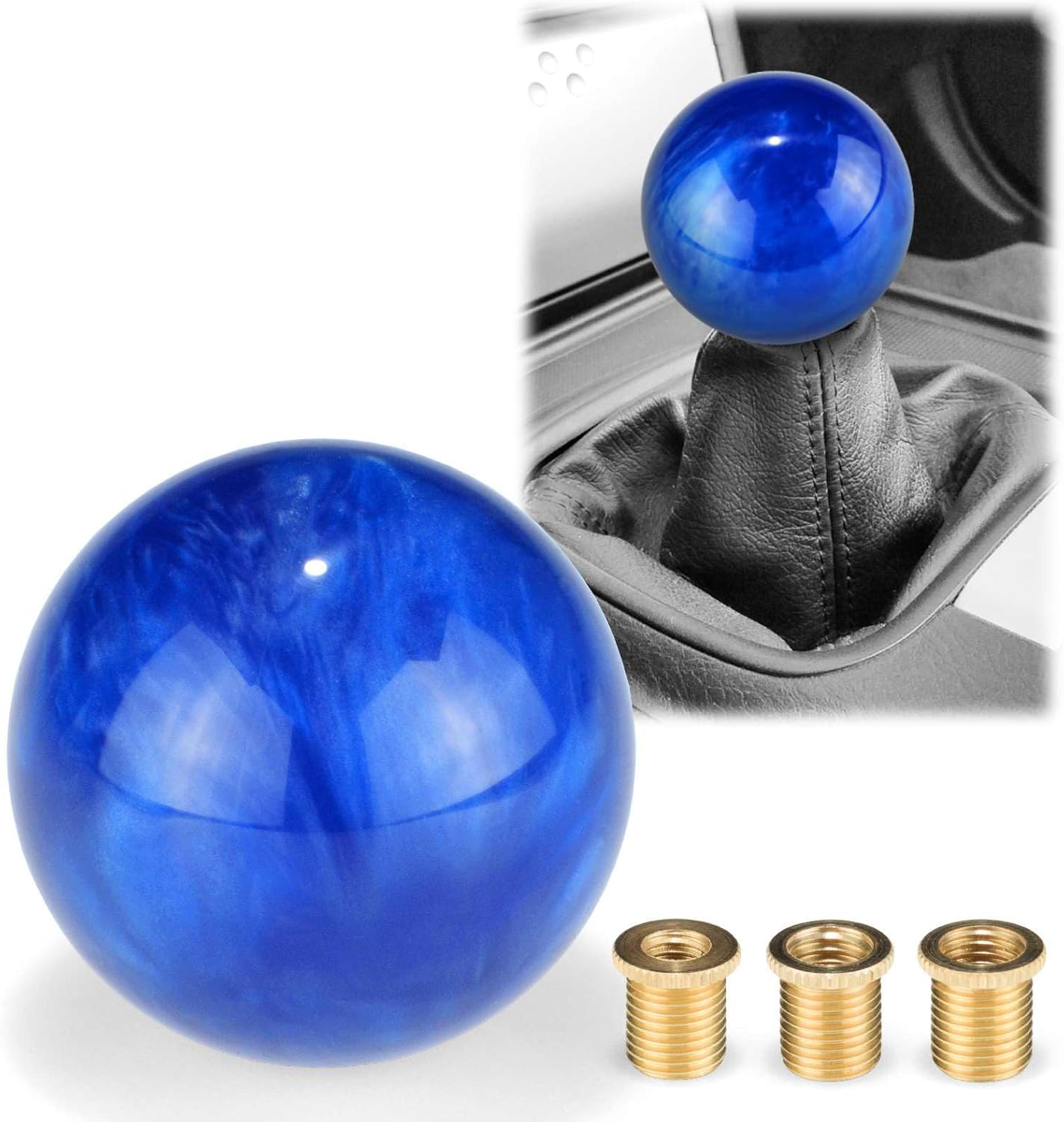 Amazon.com: EZAUTO WRAP Marble Blue Auto Car Shift Knob Round Ball ...